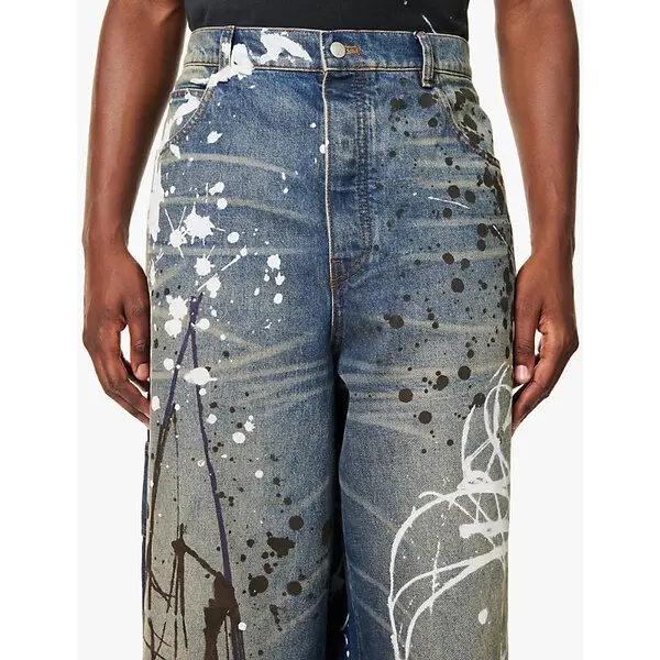 Marc Jacobs X Futura Painted Wide-Leg Denim Jeans - Indigo Multi